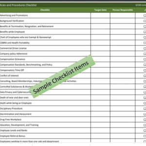 HR Policies and Procedures checklist