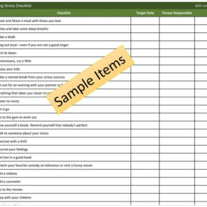 Reducing Stress Checklist: 25 ideas to reduce stress