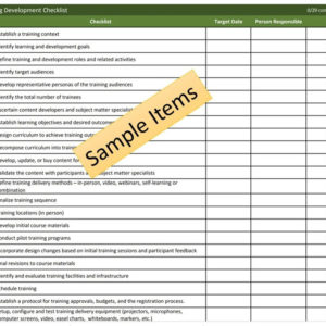 Training, Learning and Development Planning Checklist
