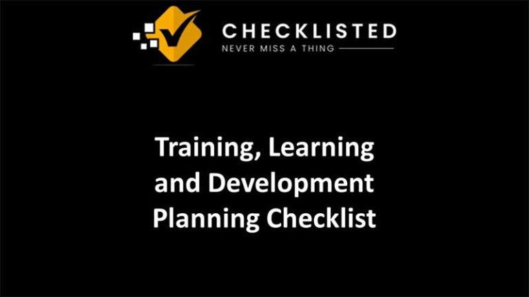Training, Learning and Development Planning Checklist